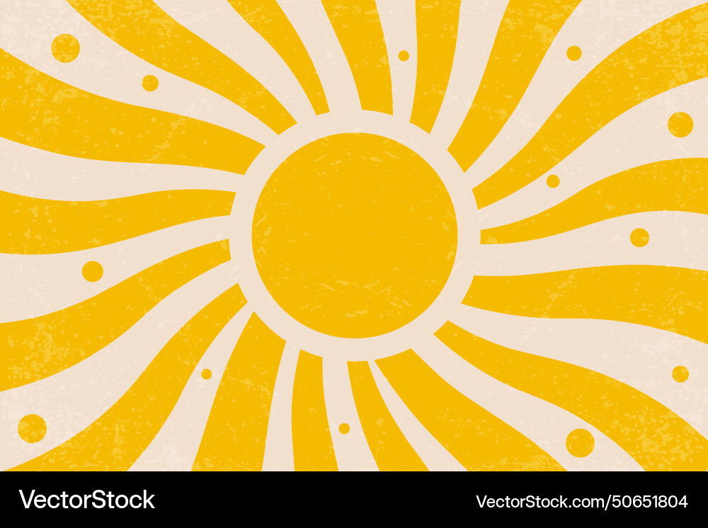 Retro summer sun background groovy Royalty Free Vector Image