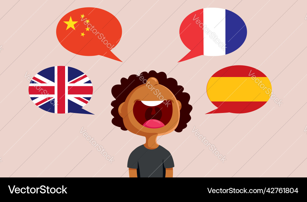 Smart child speaking many foreign languages Vector Image