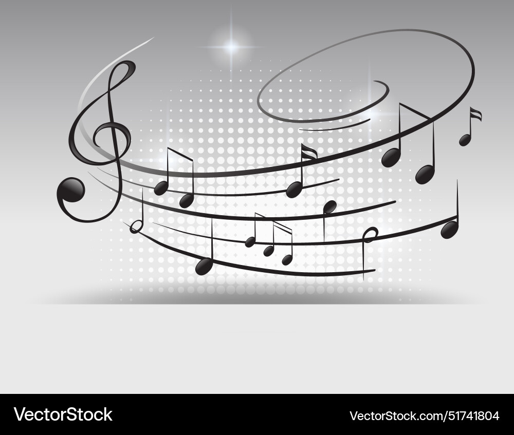 Swirling musical notes with a treble clef Vector Image