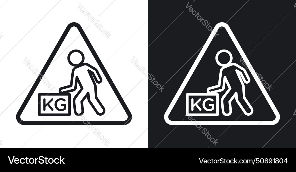 Warning heavy object sign icon set caution Vector Image