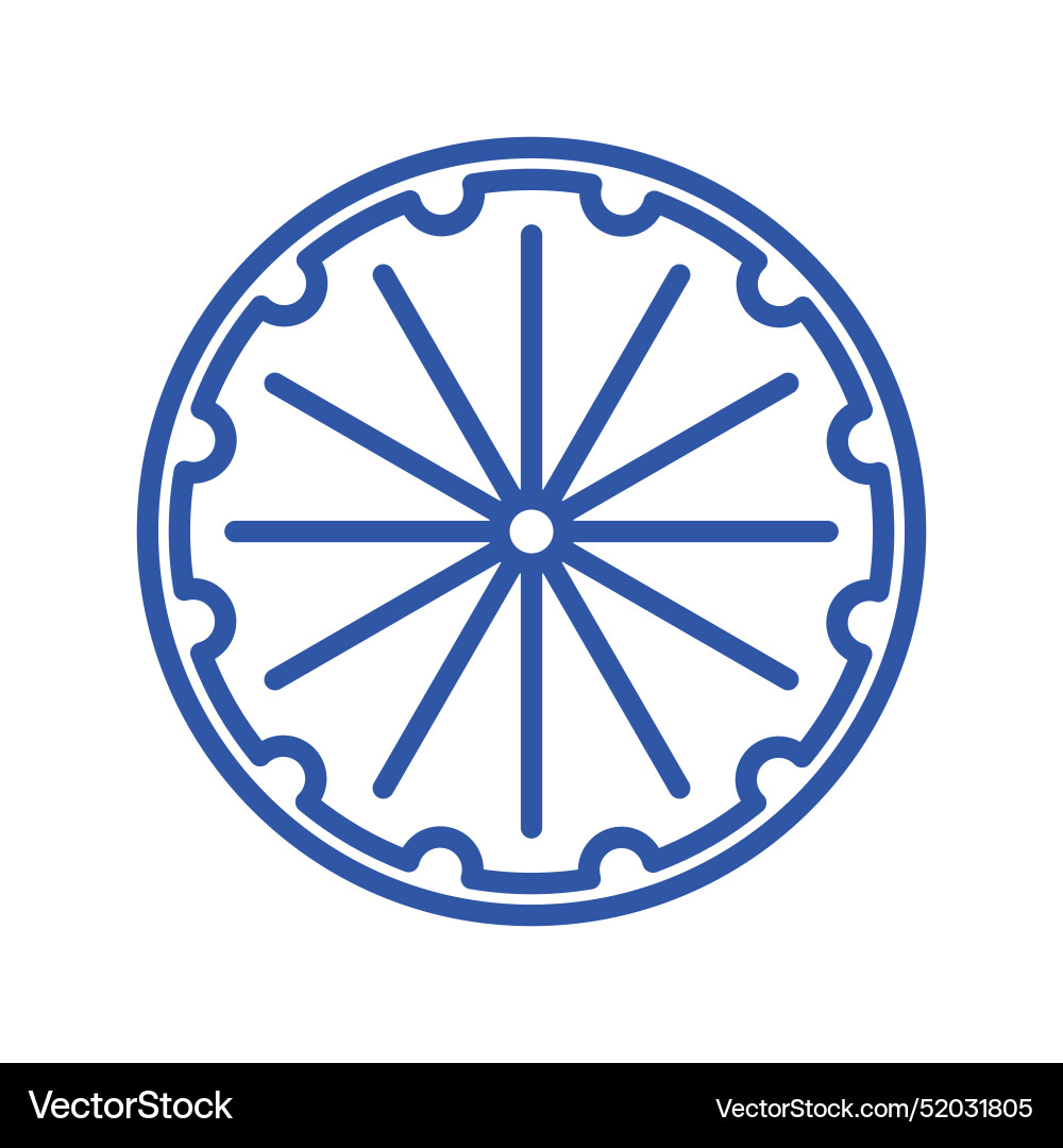Ashoka wheel linear logo mark in black and white Vector Image