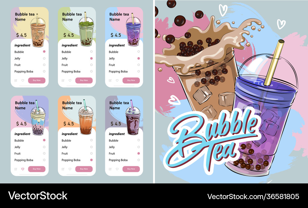 Bubble Tea Menu Flyer Royalty Free Vector Image