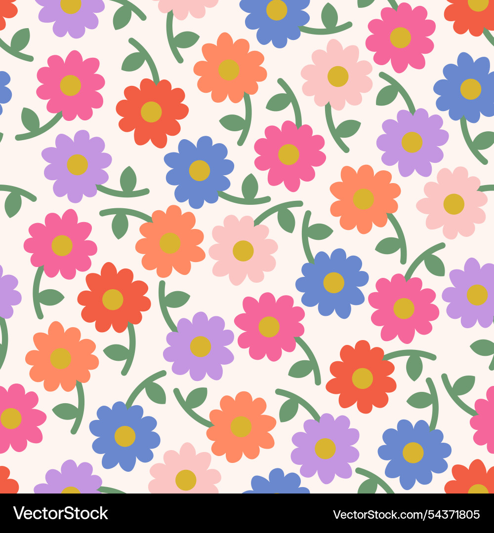 Colorful flowers seamless pattern Royalty Free Vector Image