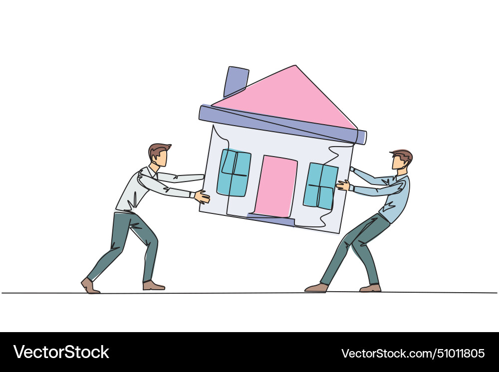 Continuous one line drawing two emotional Vector Image