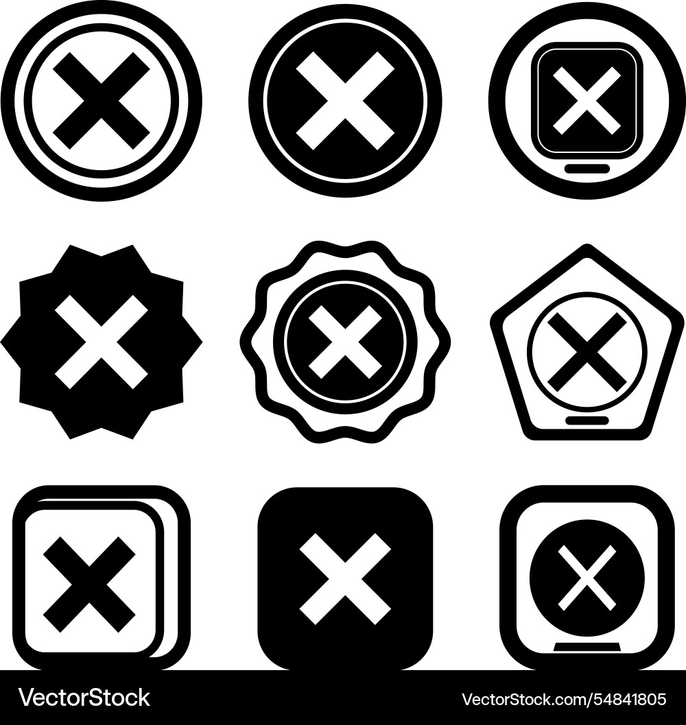 Cross cancel mark approved icon clip art Vector Image