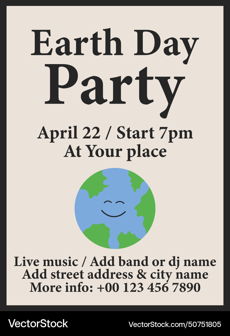 Earth day party poster flyer design Royalty Free Vector