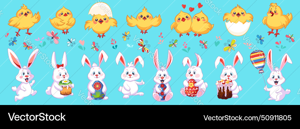 Easter characters set Royalty Free Vector Image