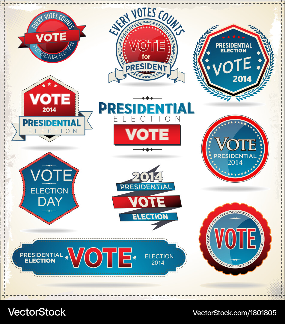 Election badges and labels Royalty Free Vector Image