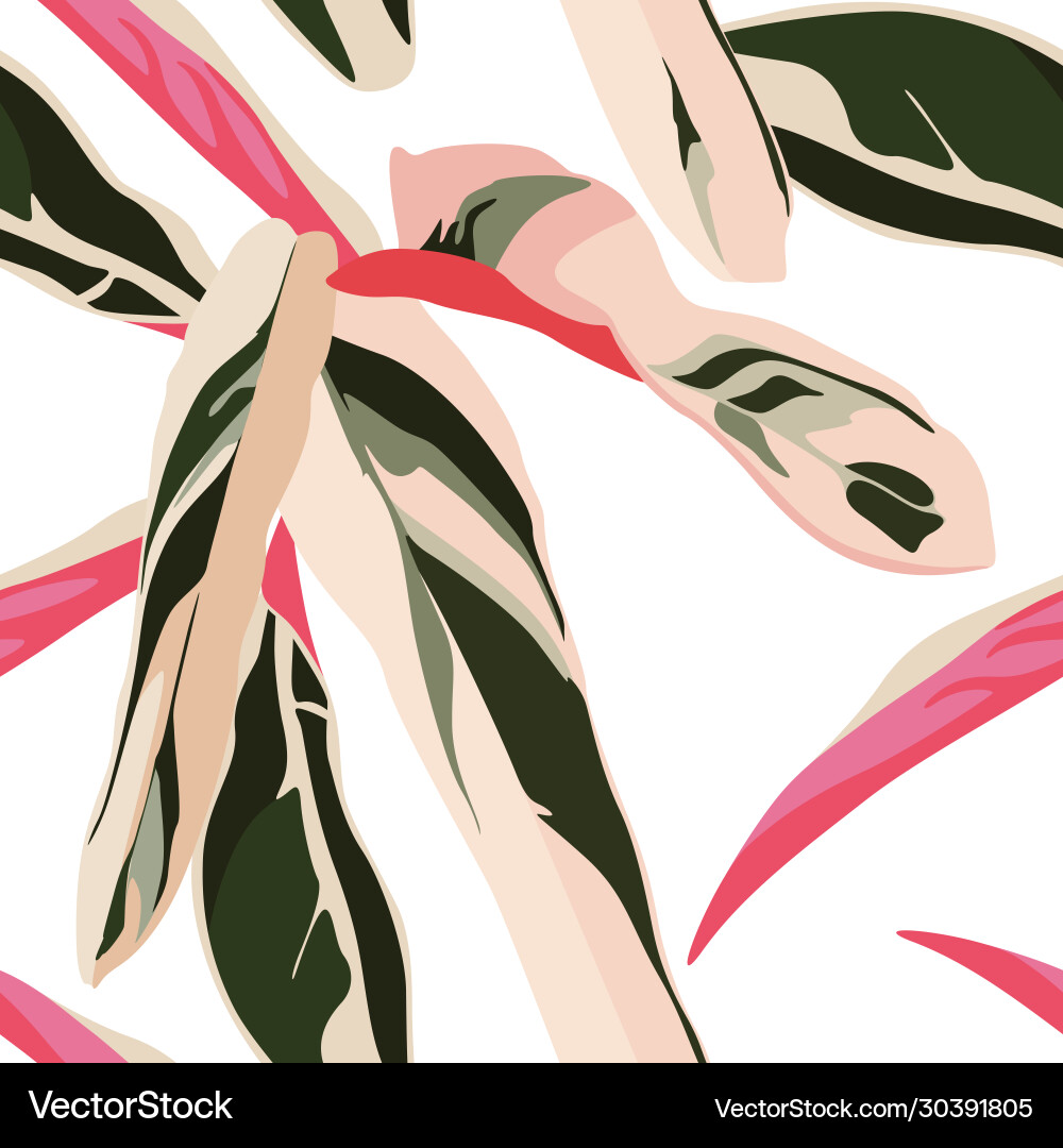 Exotic pink bright leaves seamless pattern Vector Image