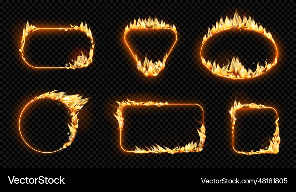 Fiery Flame Borders & Frames Royalty Free Vector Image