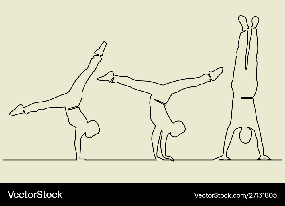 Gymnastics acrobatics sport one line drawing Vector Image
