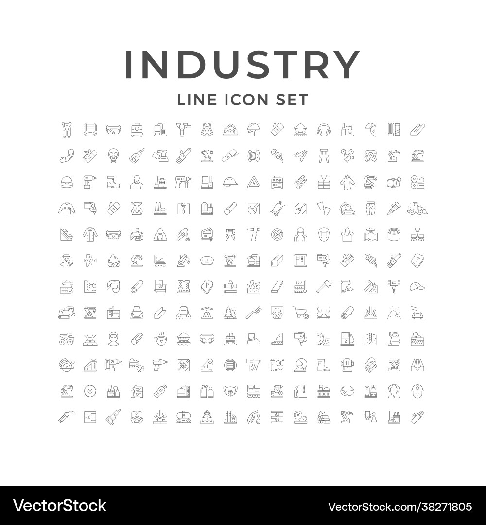 Industrial Line Icons Set Royalty Free Vector Image