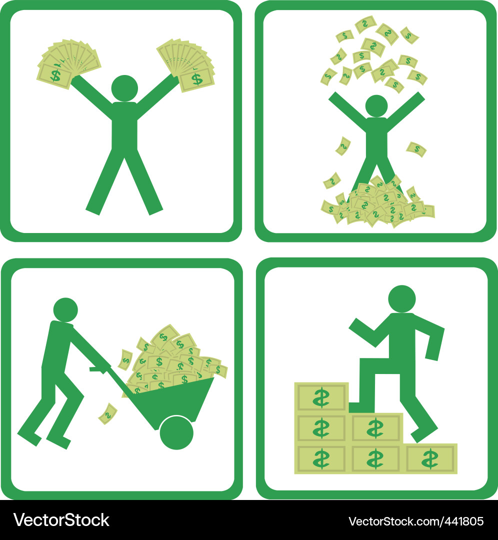 People with money Royalty Free Vector Image - VectorStock