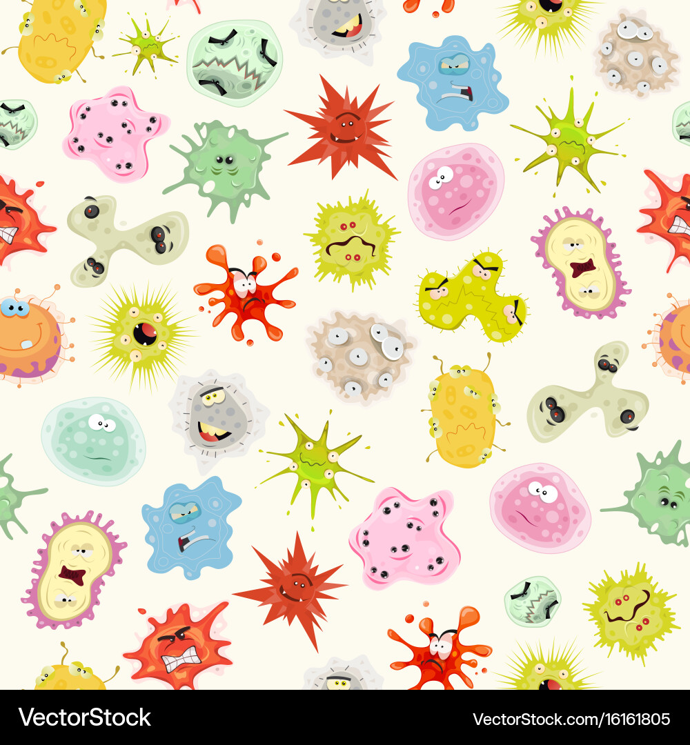 Seamless germs virus and microbes background Vector Image