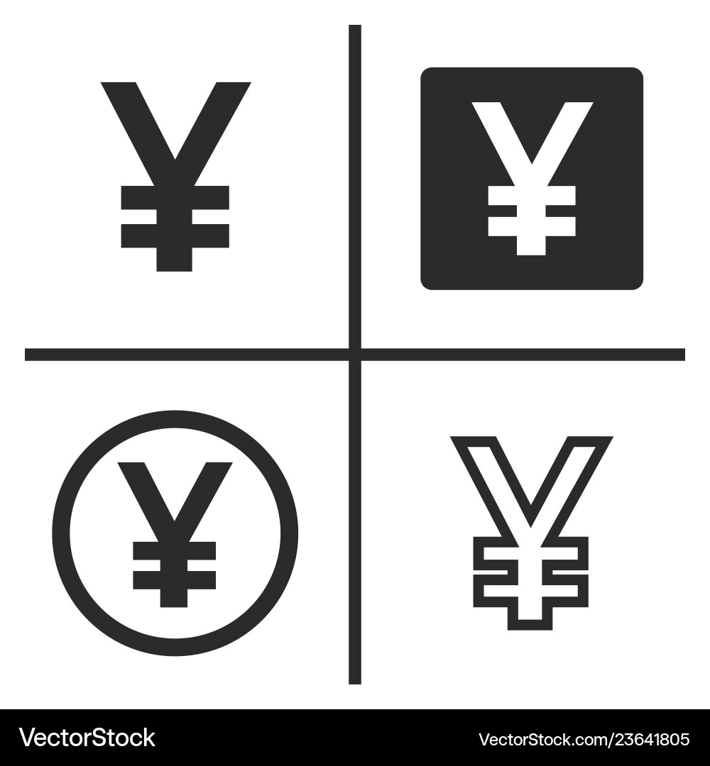 Yen currency symbol set Royalty Free Vector Image