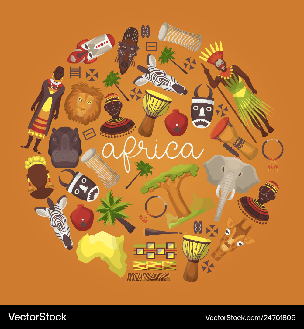 African Safari Round Pattern Royalty Free Vector Image