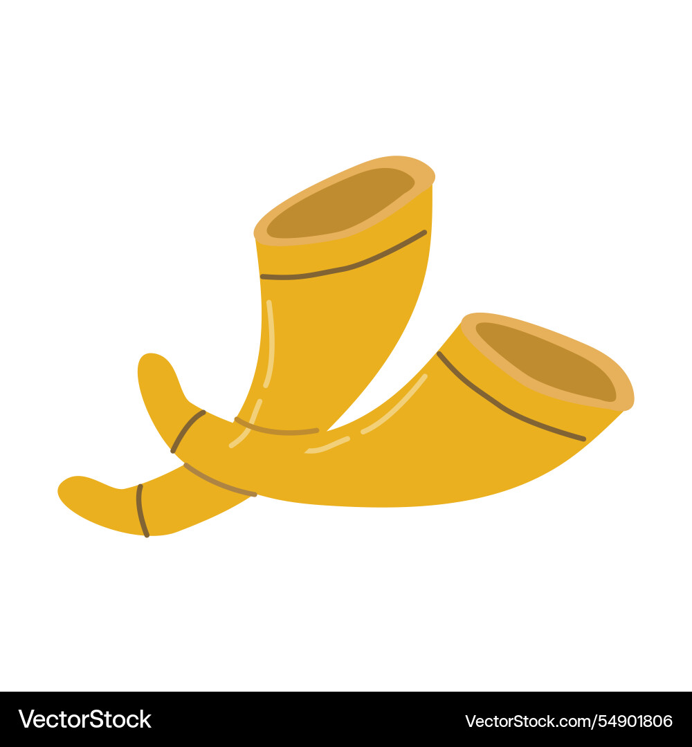 Celebratory yellow shofar pair for traditional Vector Image