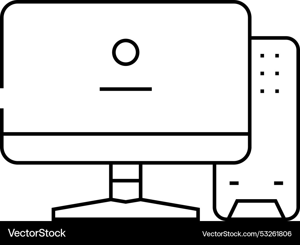 Desktop gaming pc line icon Royalty Free Vector Image
