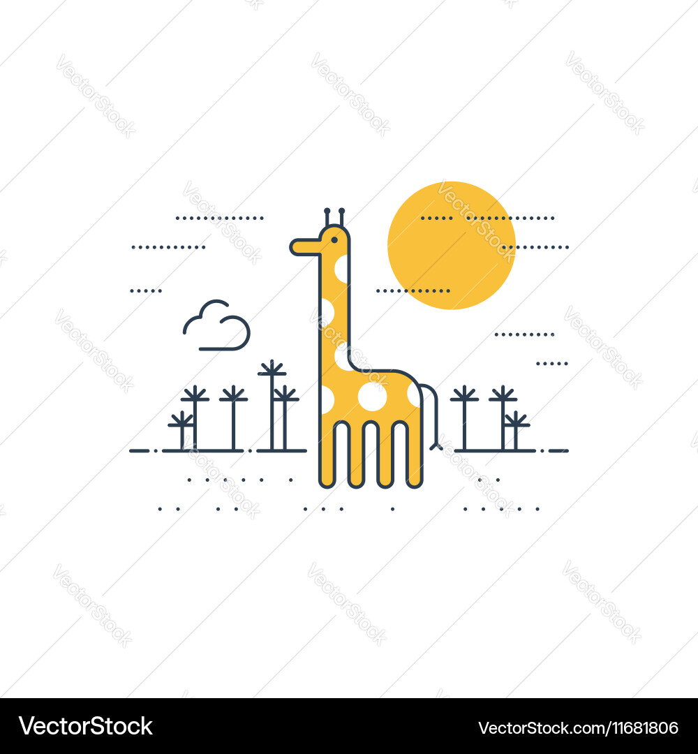 Giraffe outdoor simple cartoon Royalty Free Vector Image