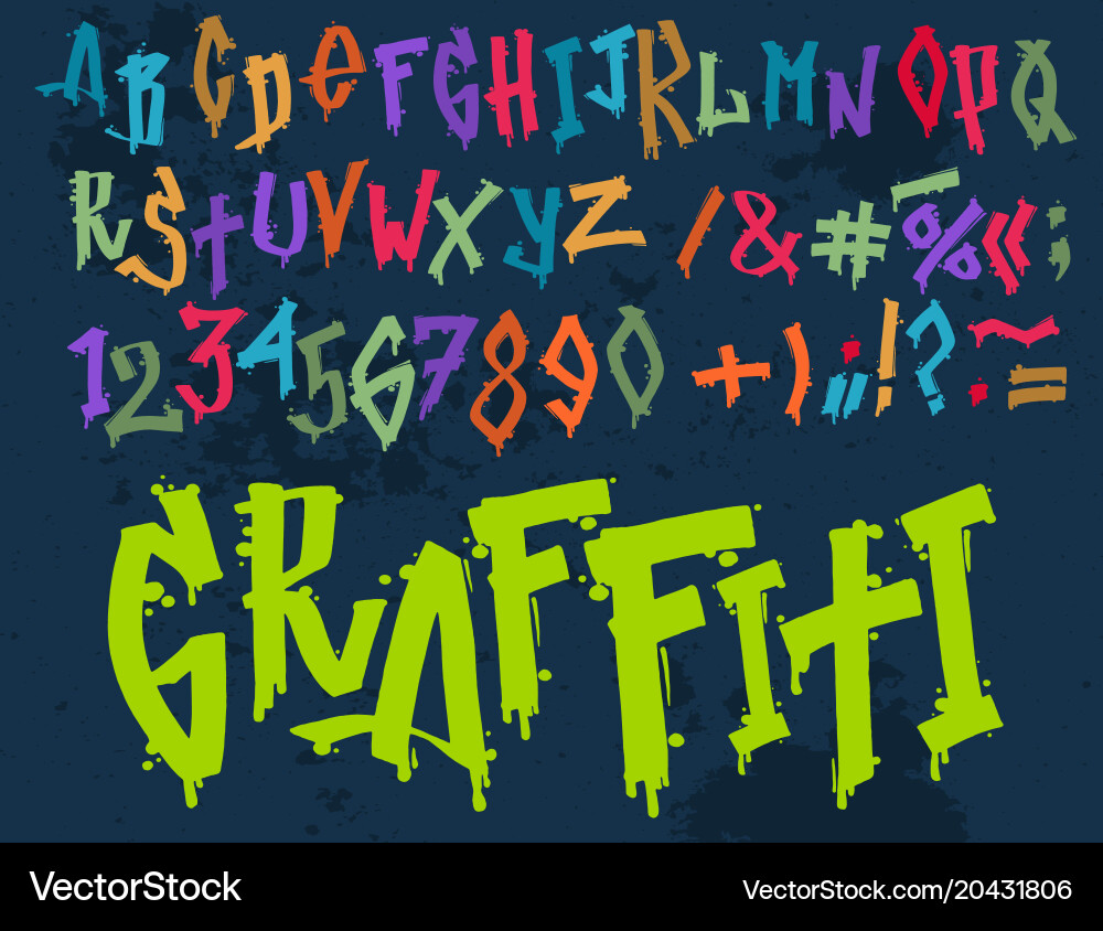 Hand drawn grunge font paint symbol design Vector Image