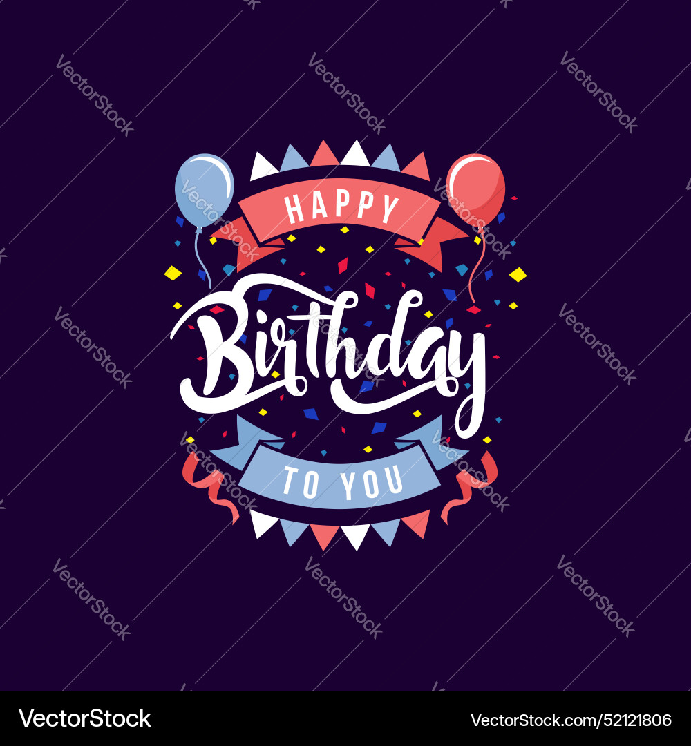 Happy birthday lettering design template for card Vector Image