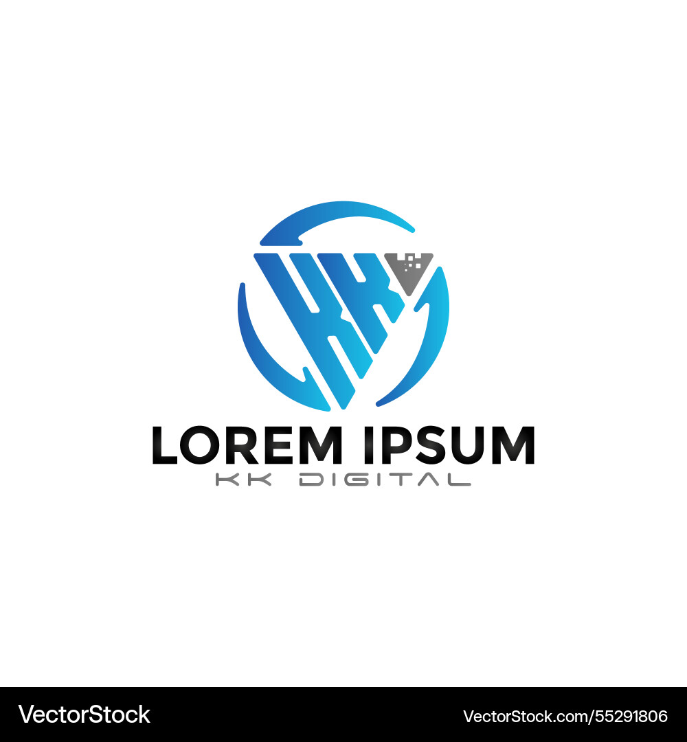 Innovative digital solutions logo with letter kk Vector Image