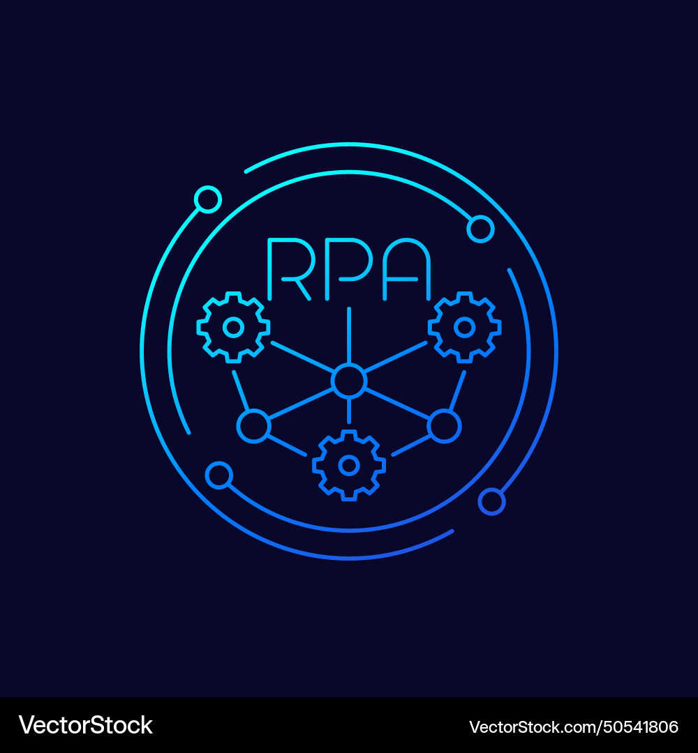 Rpa Icon Robotic Process Automation Linear Design Vector Image