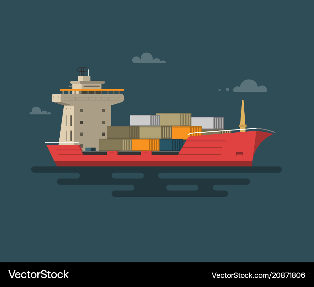 Ship container in the ocean transportation Vector Image