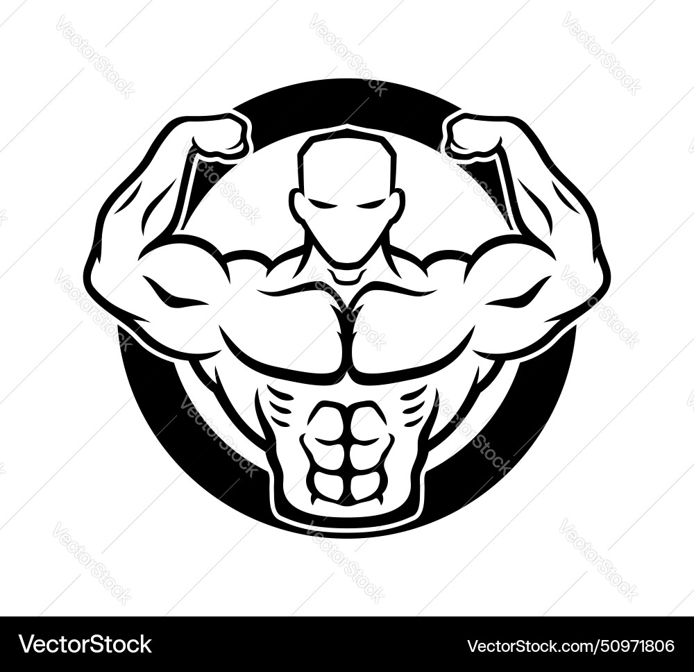 Sport icon muscular athlete Royalty Free Vector Image