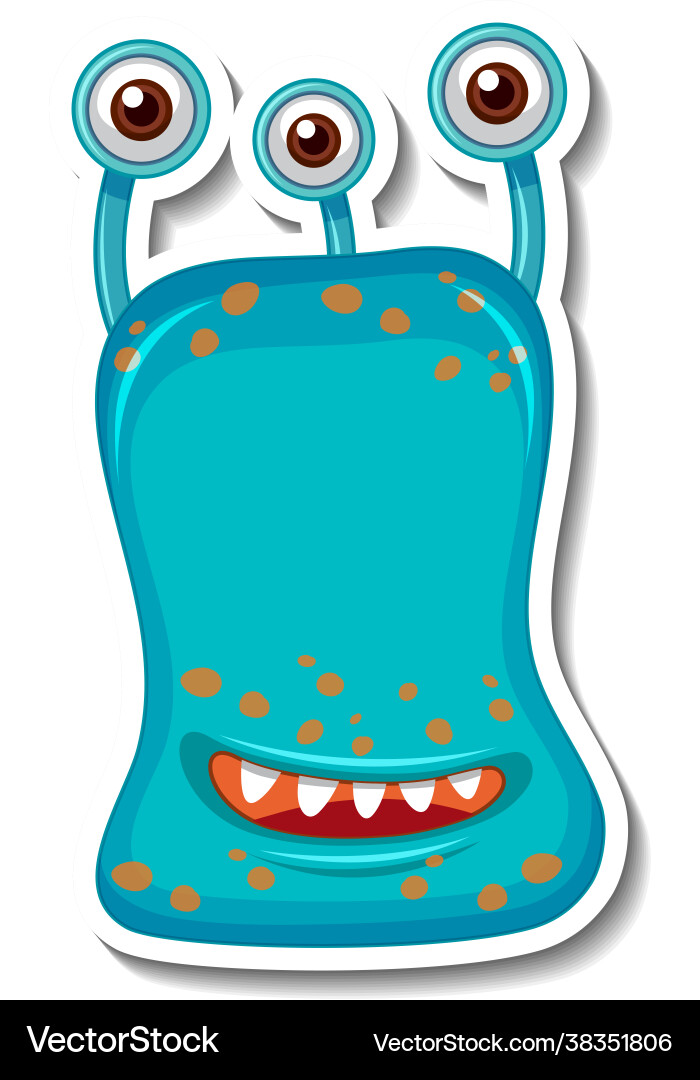 Sticker template with an alien monster cartoon Vector Image
