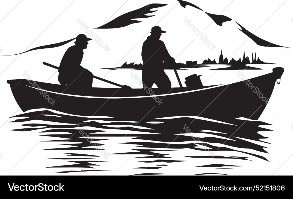 Stream strider logo with small boat fishing Vector Image