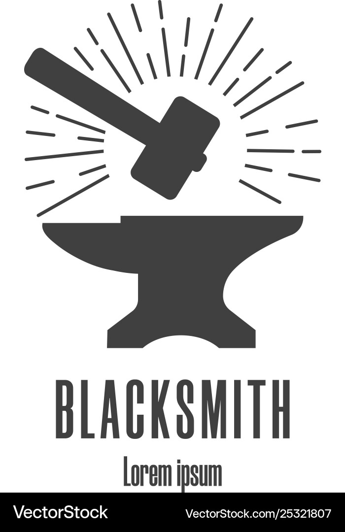 Blacksmith Hammer and Anvil Silhouette Royalty Free Vector
