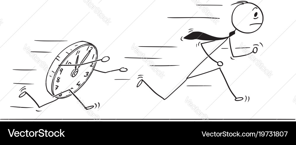 Conceptual cartoon businessman rushing Royalty Free Vector