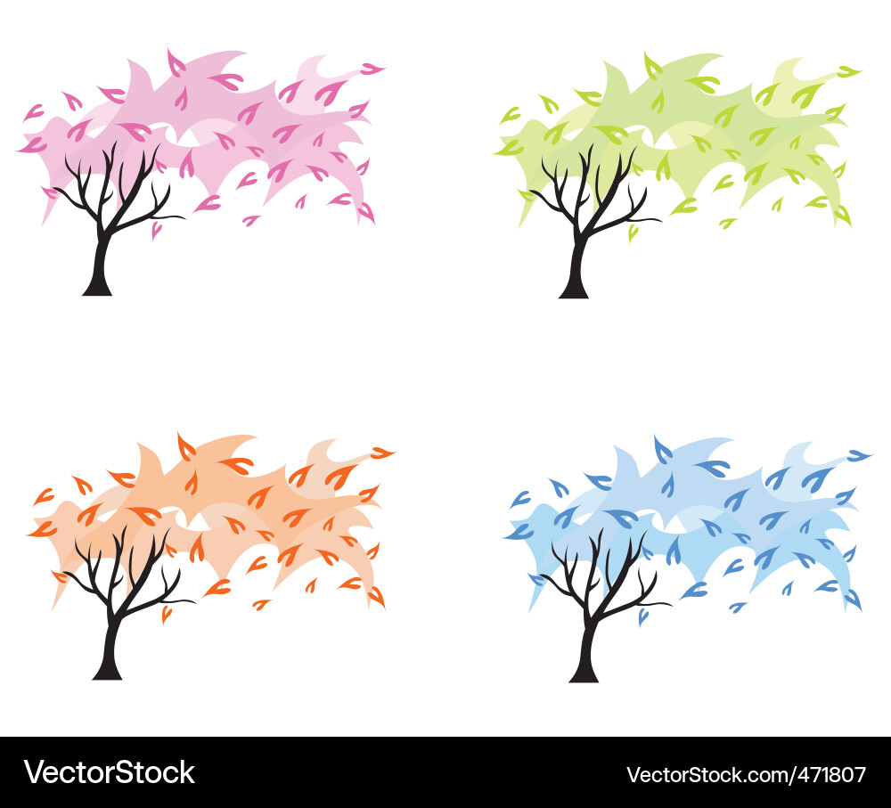 Four Seasonal Tree Symbols Royalty Free Vector Image
