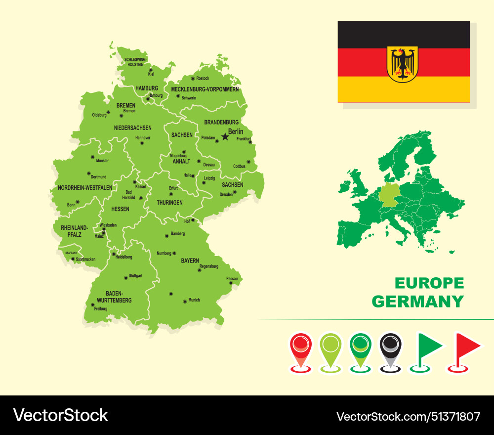 Germany map Royalty Free Vector Image - VectorStock