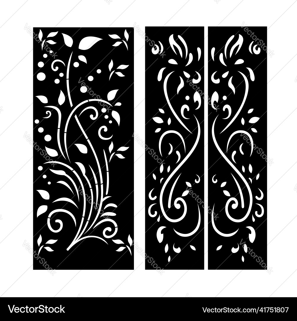 Laser Cut Panel Gate - Floral & Geometric Vector Image
