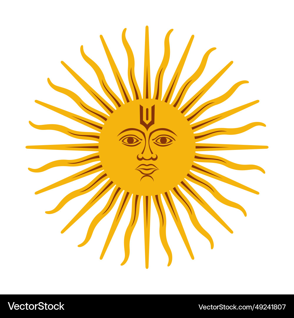 Lord surya sun icon with face and tilak Royalty Free Vector