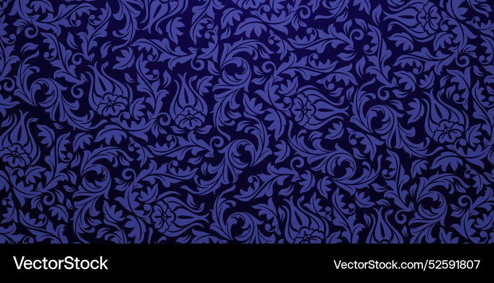 Seamless floral pattern with dark blue backgrounds