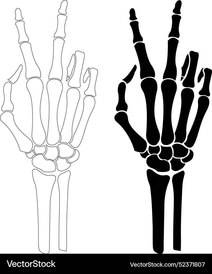 Skeleton peace sign eps hand Royalty Free Vector Image