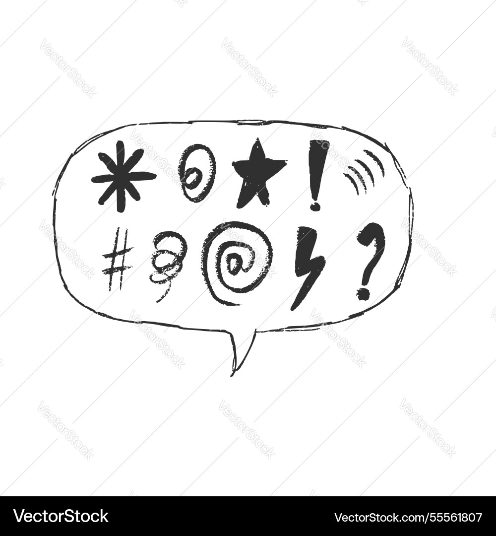 Speech bubble with swear words curse crayon Vector Image