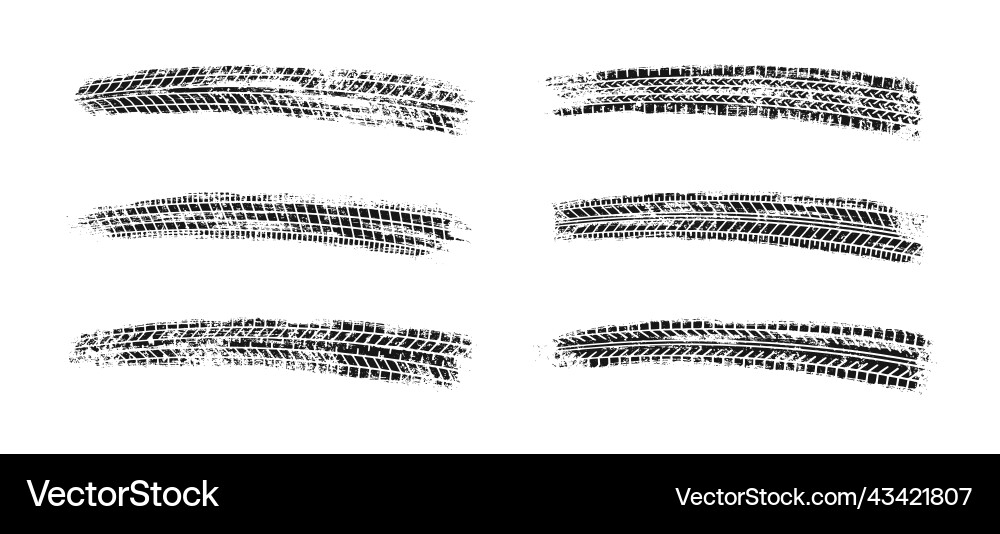 Tire Tread Grunge Set Royalty Free Vector Image