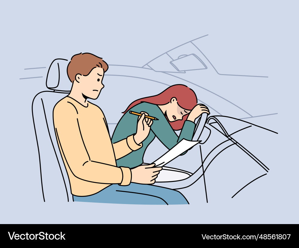 Woman Crying After Driver's Test Failure Vector Image