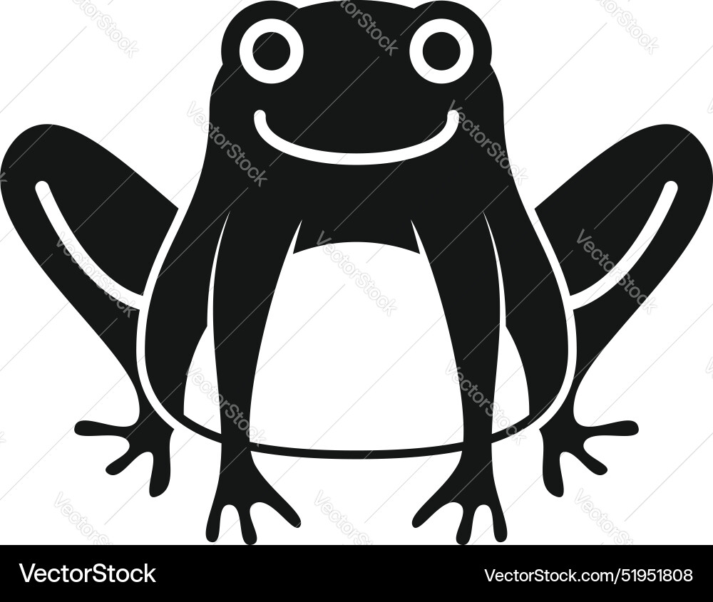Black and white frog sitting smiling icon Vector Image