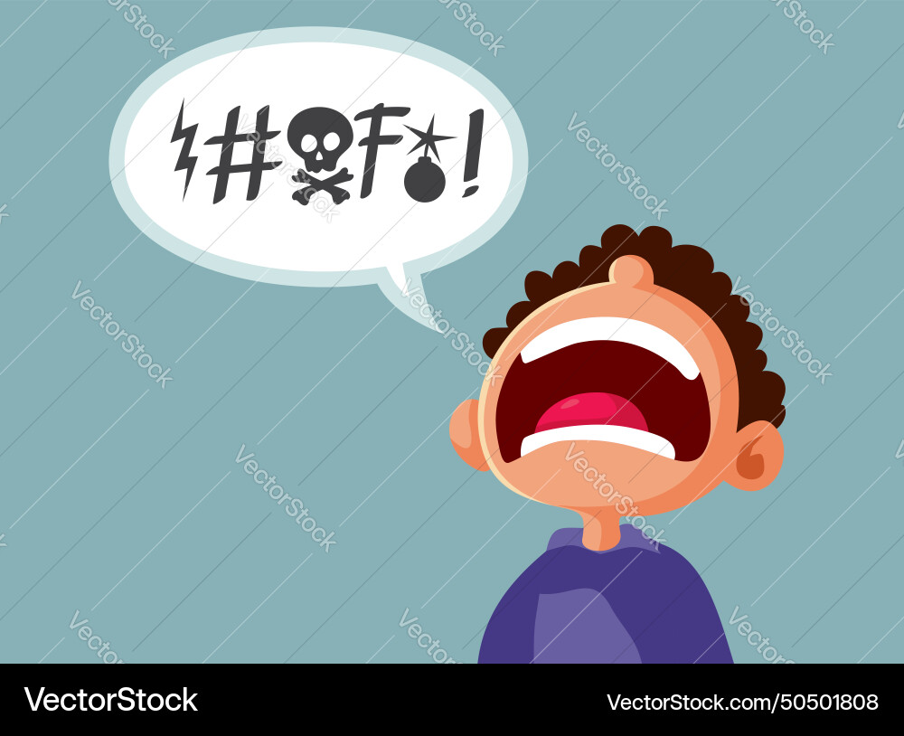 Child using foul bad language cartoon character Vector Image