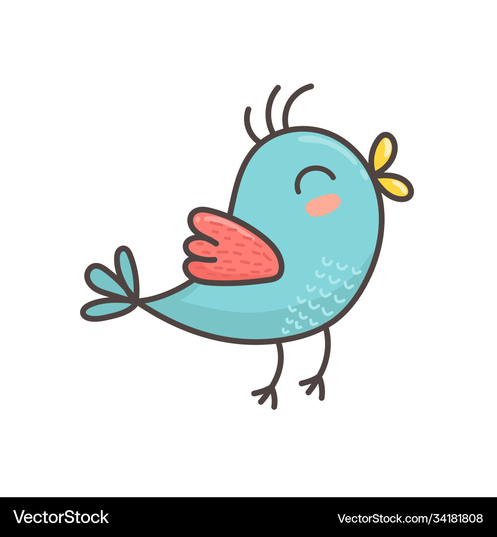 Cute blue bird isolated element flying Royalty Free Vector
