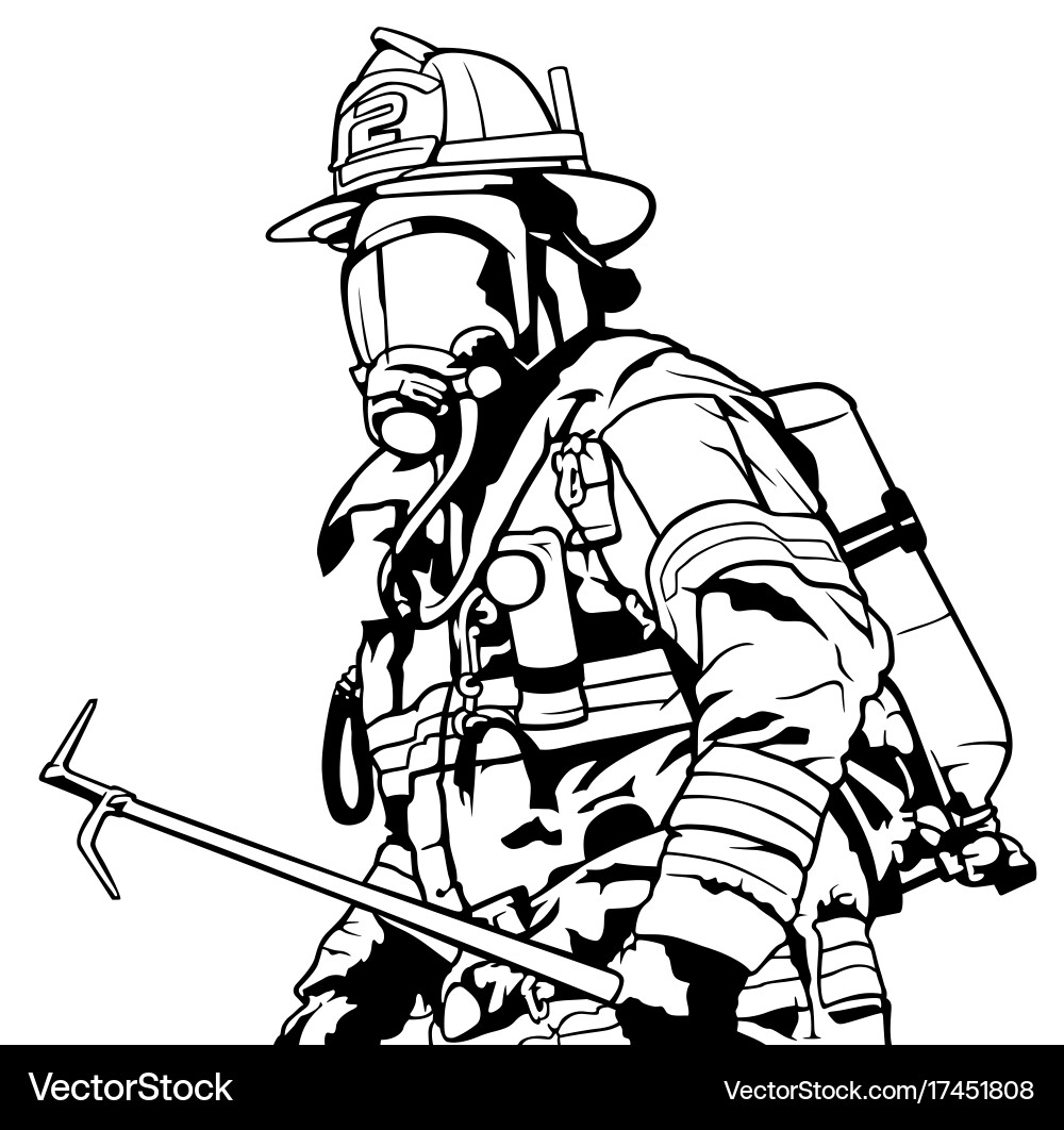 Fireman with mask Royalty Free Vector Image - VectorStock