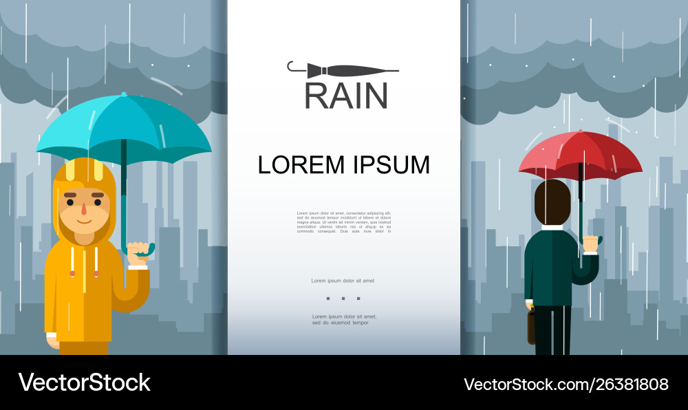 Flat rain colorful template Royalty Free Vector Image