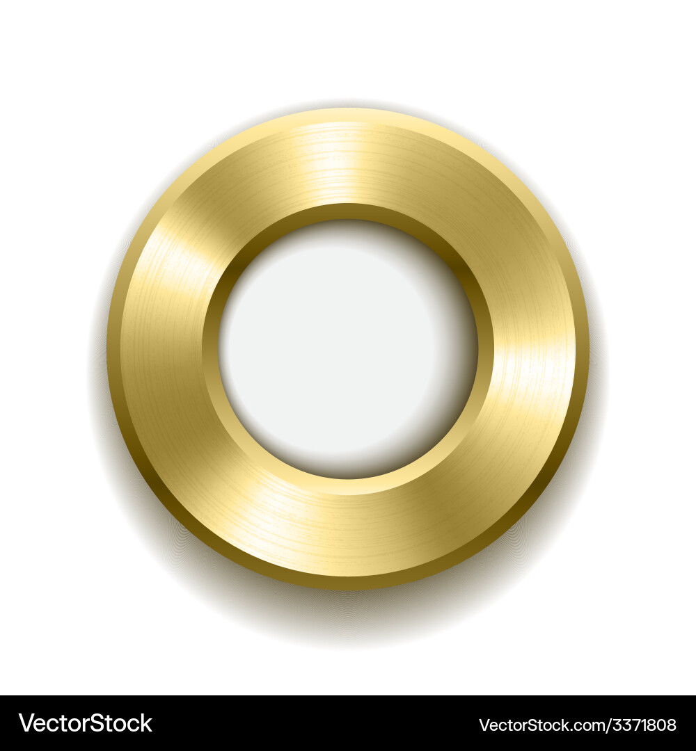 Gold donut button template with metal texture Vector Image
