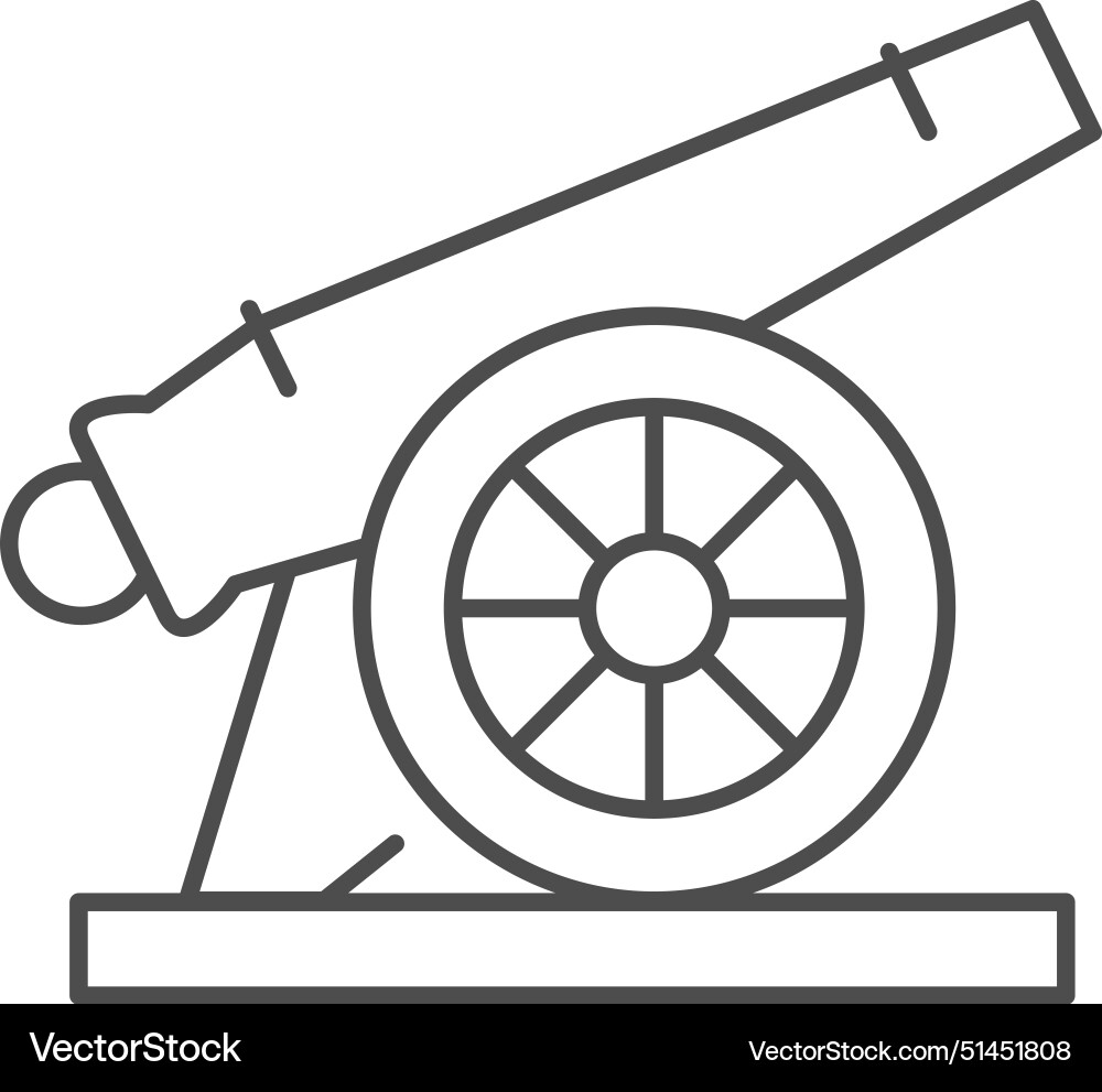 Historical cannon line outline icon Royalty Free Vector