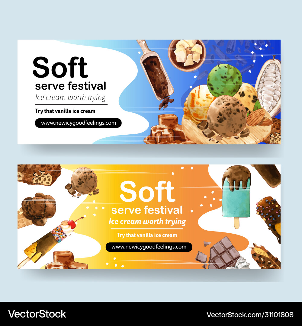 Ice cream banner design with cocoa chocolate Vector Image